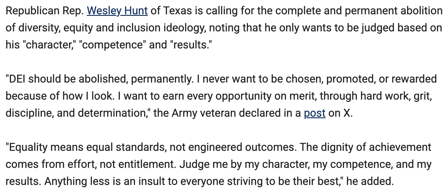 Wesley Hunt Wants to Be Judged Based On His Character, Competence, and ...